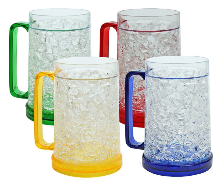 Tarkan Double Wall Freezer Cold Beer Mug with Ice Gel (Set of 4 ...